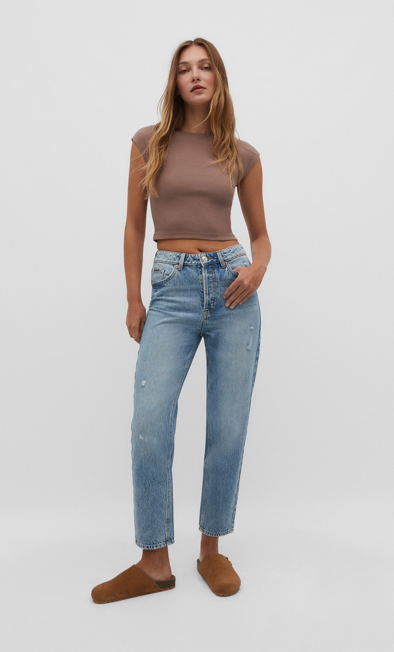 Blugi mom fit Femei - Colecția 2023 | Stradivarius Romania