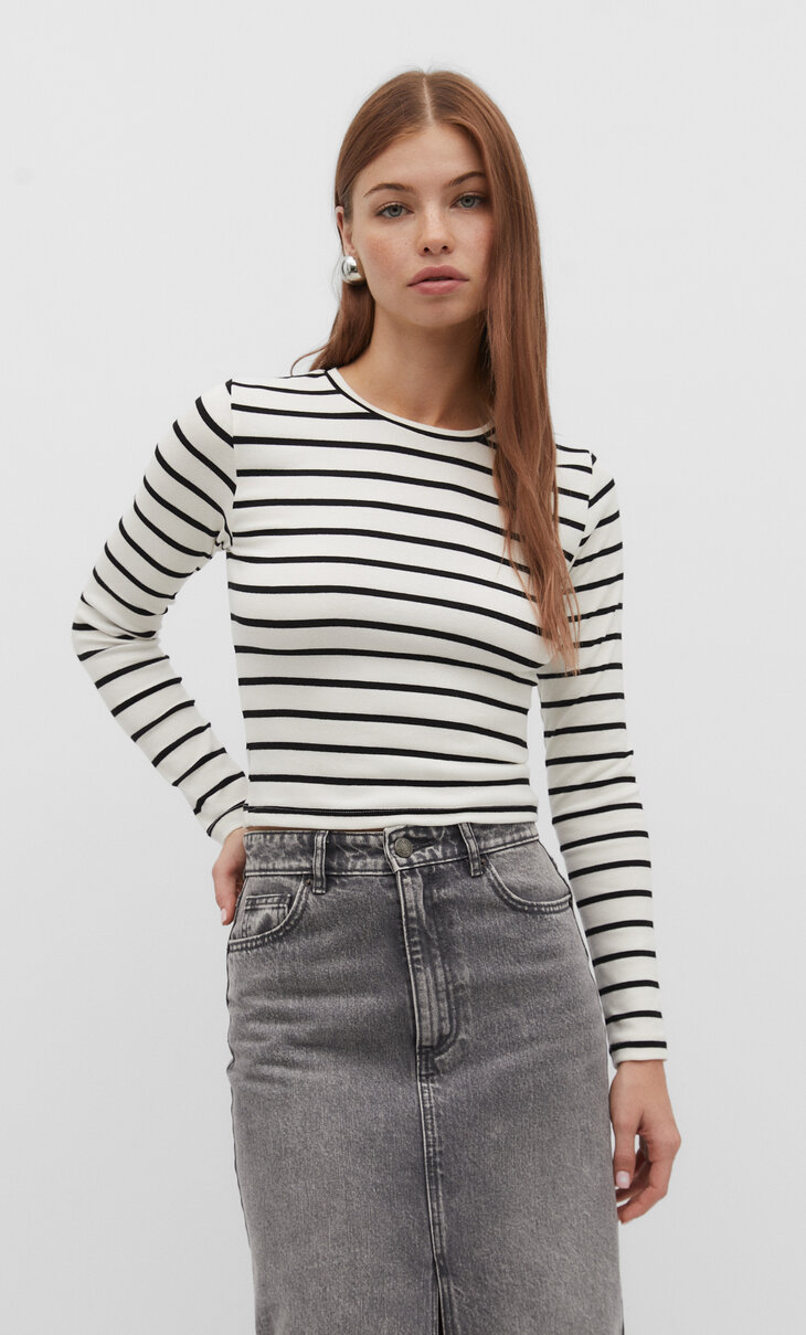 Long Sleeve Striped T Shirt Womens Fashion Stradivarius United