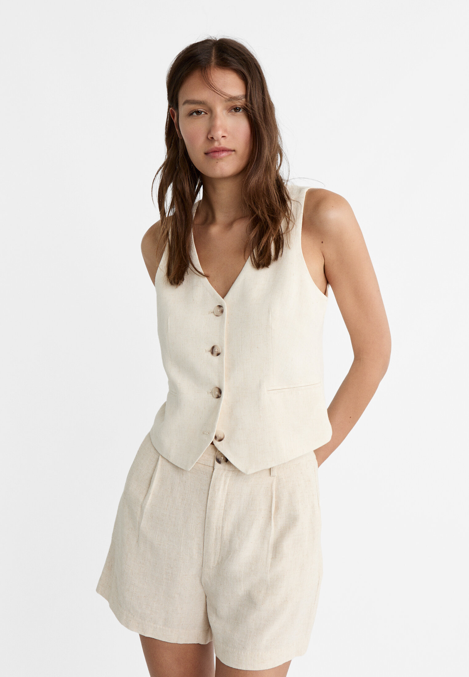 Loose Pleated Linen Blend Shorts Womens Fashion Stradivarius