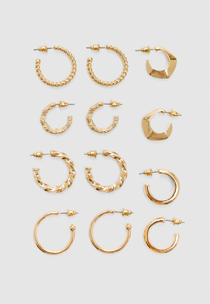 Set of 6 pairs of basic earrings - Women's fashion | Stradivarius ...