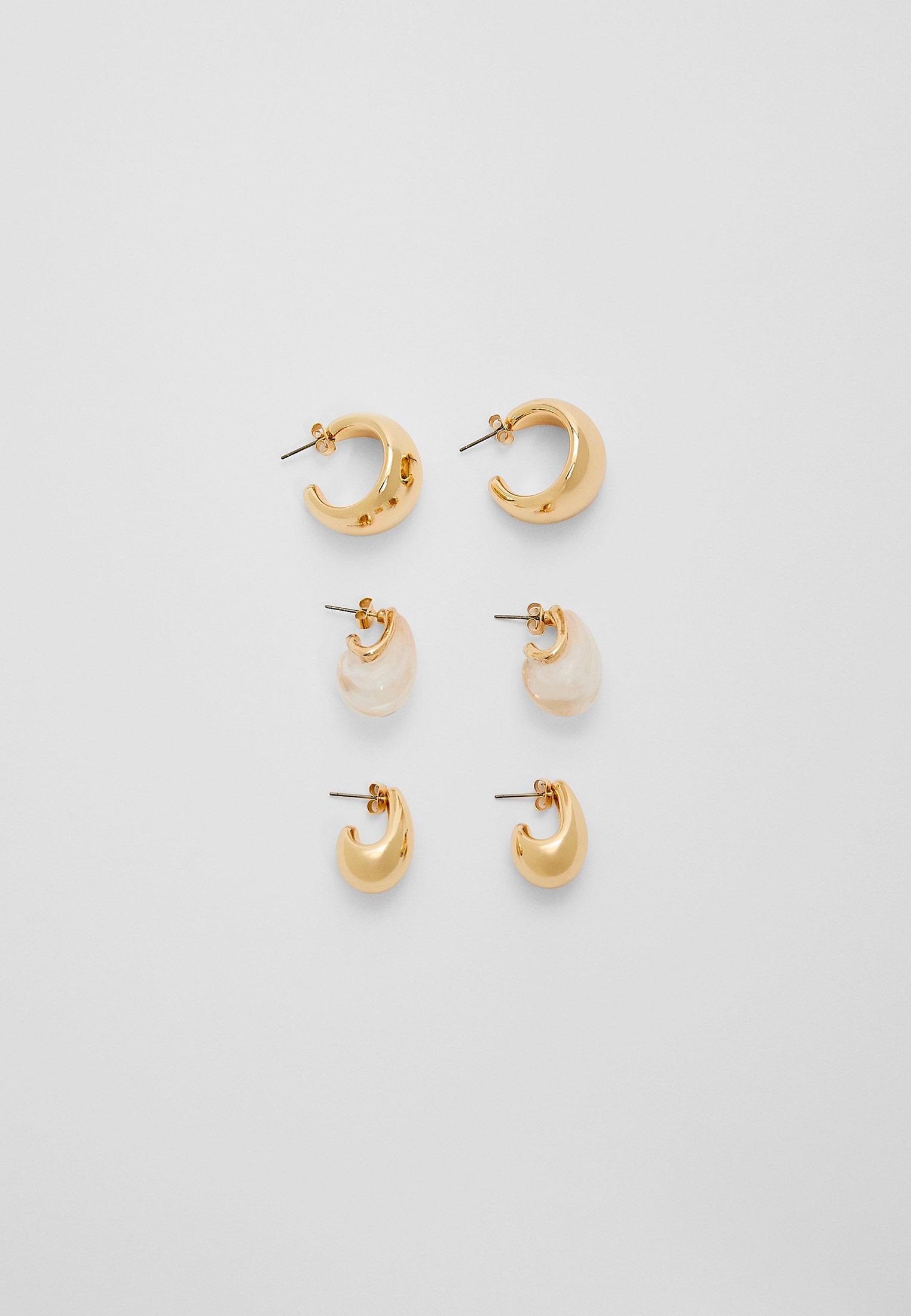 Set of 3 pairs of voluminous mini earrings - Women's fashion ...