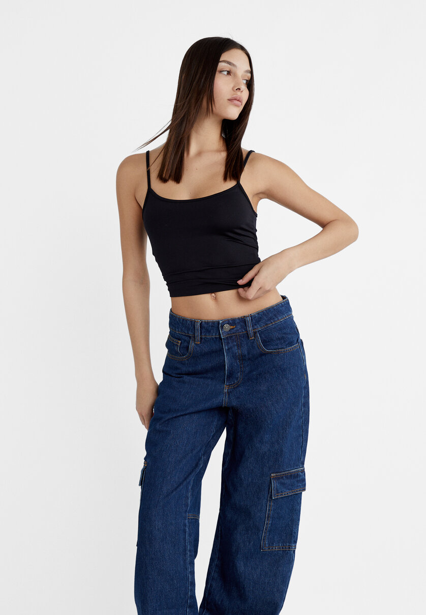 Strappy polyamide top - Women's fashion | Stradivarius United Kingdom
