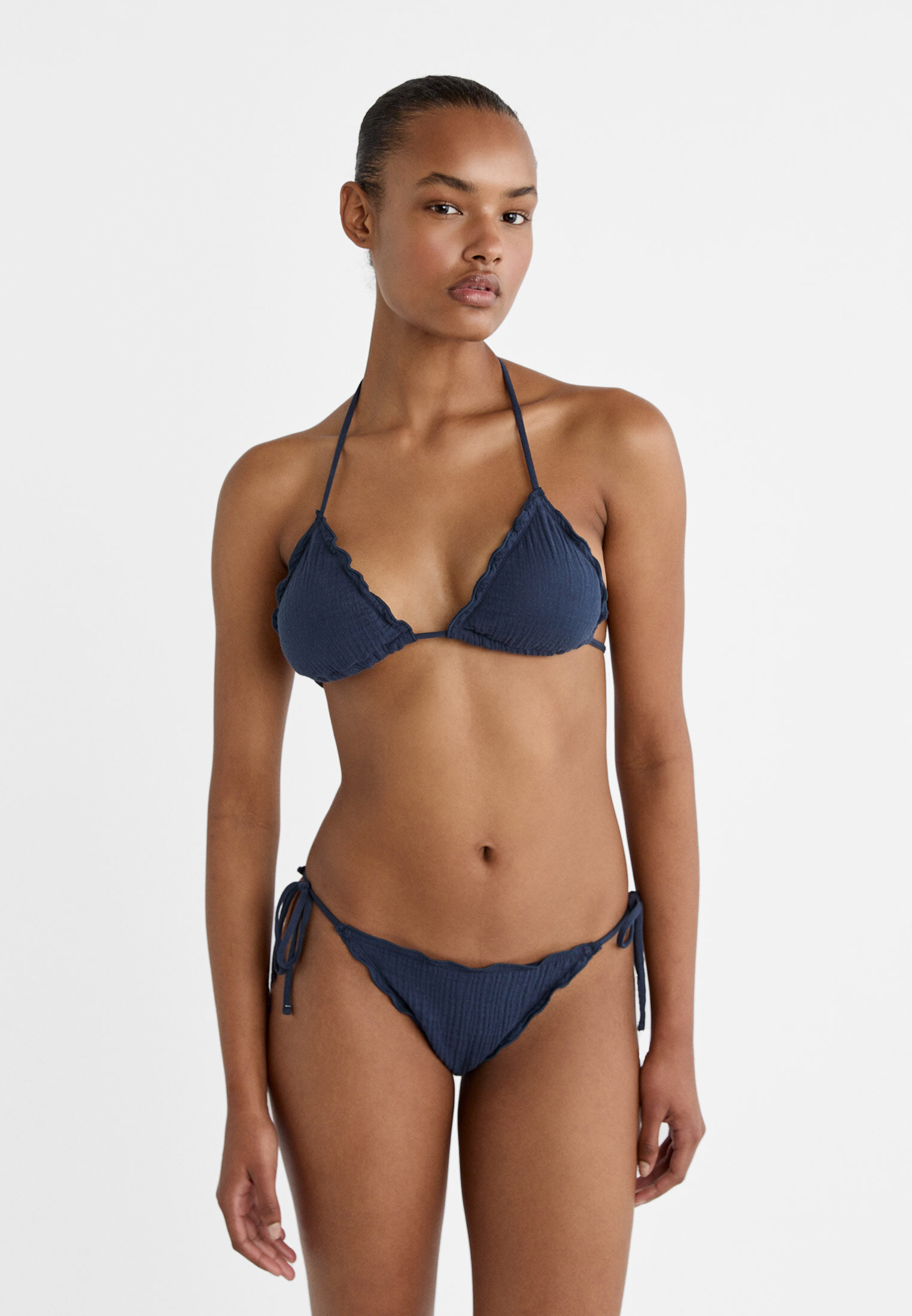 Curtain String Triangle Bikini Top Womens Fashion Stradivarius Qatar