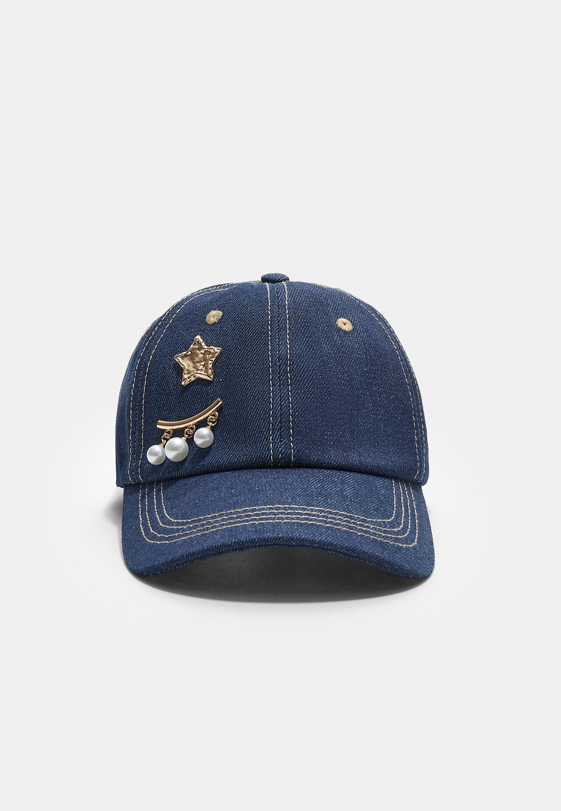 Denim cap with badges - Women's fashion | Stradivarius Bahrain