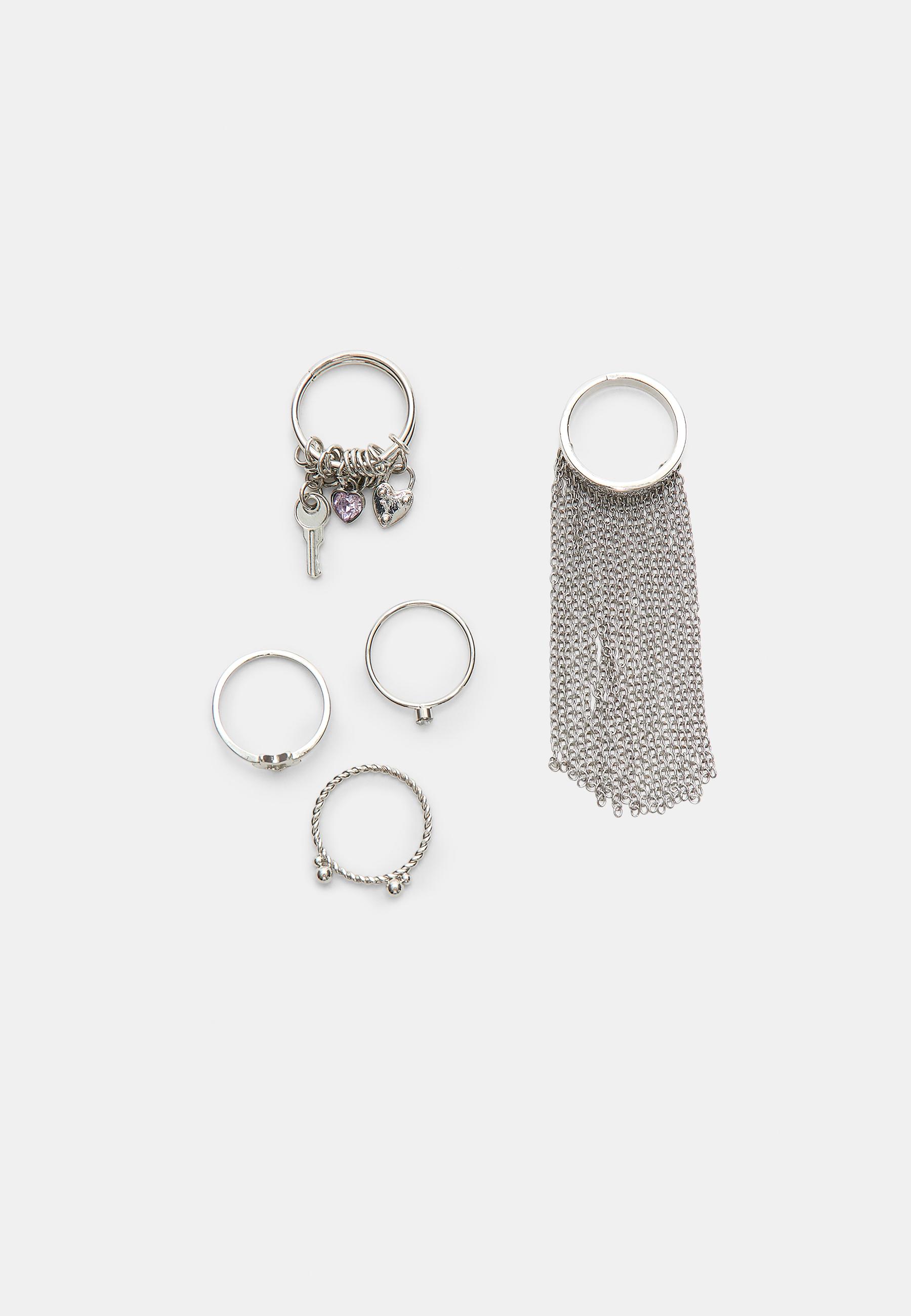 Set of 5 contrast cascading rings - Women's fashion | Stradivarius ...