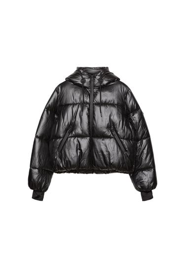 Metallic hooded puffer jacket - Women's fashion | Stradivarius United ...