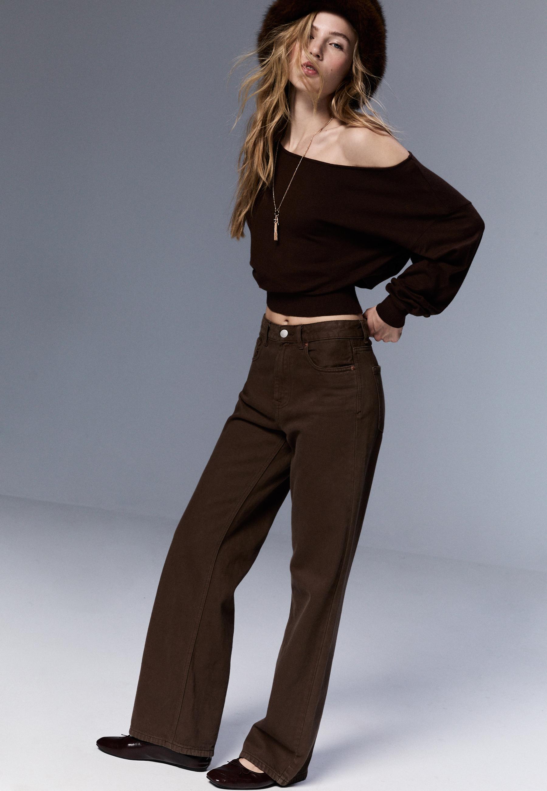 Jean D92 droit à jambe large - Mode femme | Stradivarius France