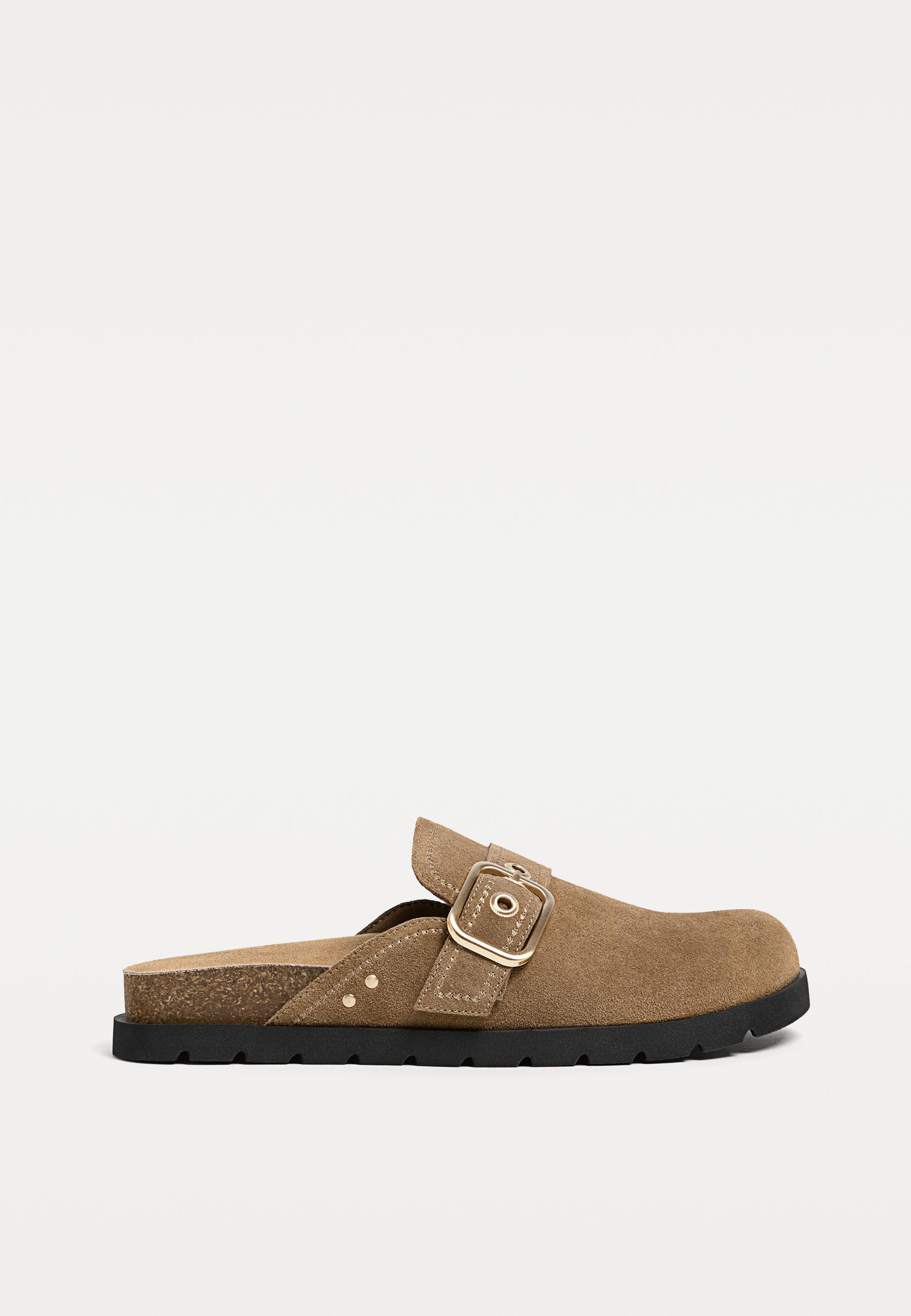 Split suede clogs with buckle - Women's fashion | Stradivarius United ...