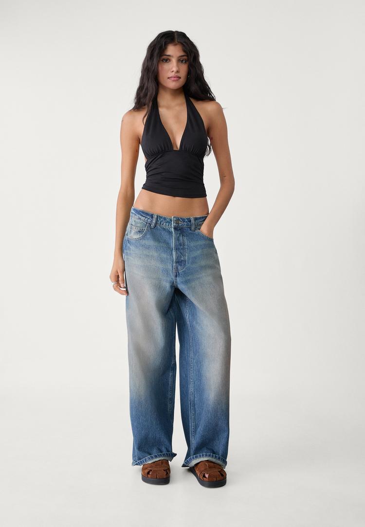 Gathered halter top - Women's fashion | Stradivarius United Kingdom