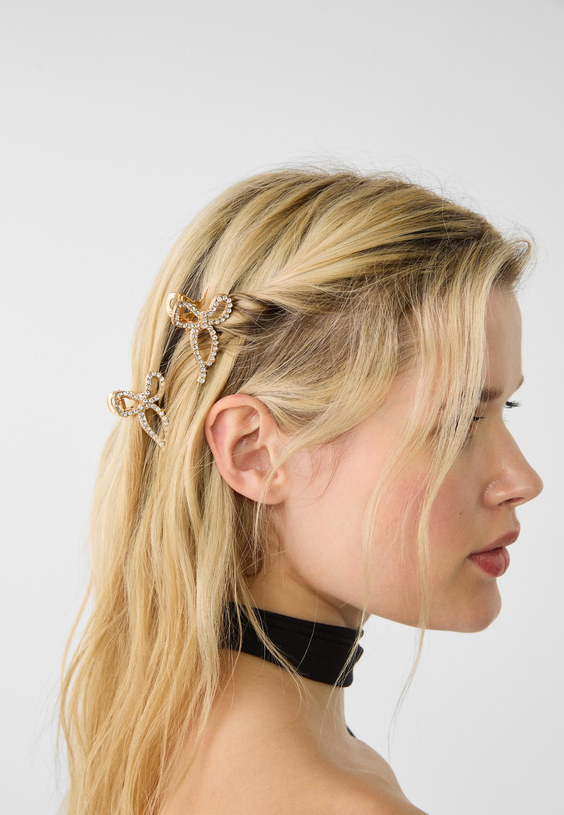 Set of 2 hair clips with rhinestone bows Women s fashion Stradivarius Canada