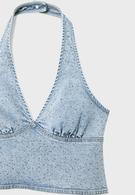 Top denim halter brillos | Stradivarius España